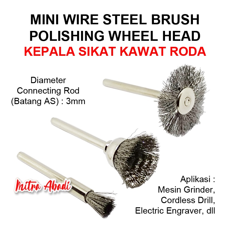 Jual Mini Wire Steel Brush Polishing Wheel Head / Kepala Sikat Kawat ...