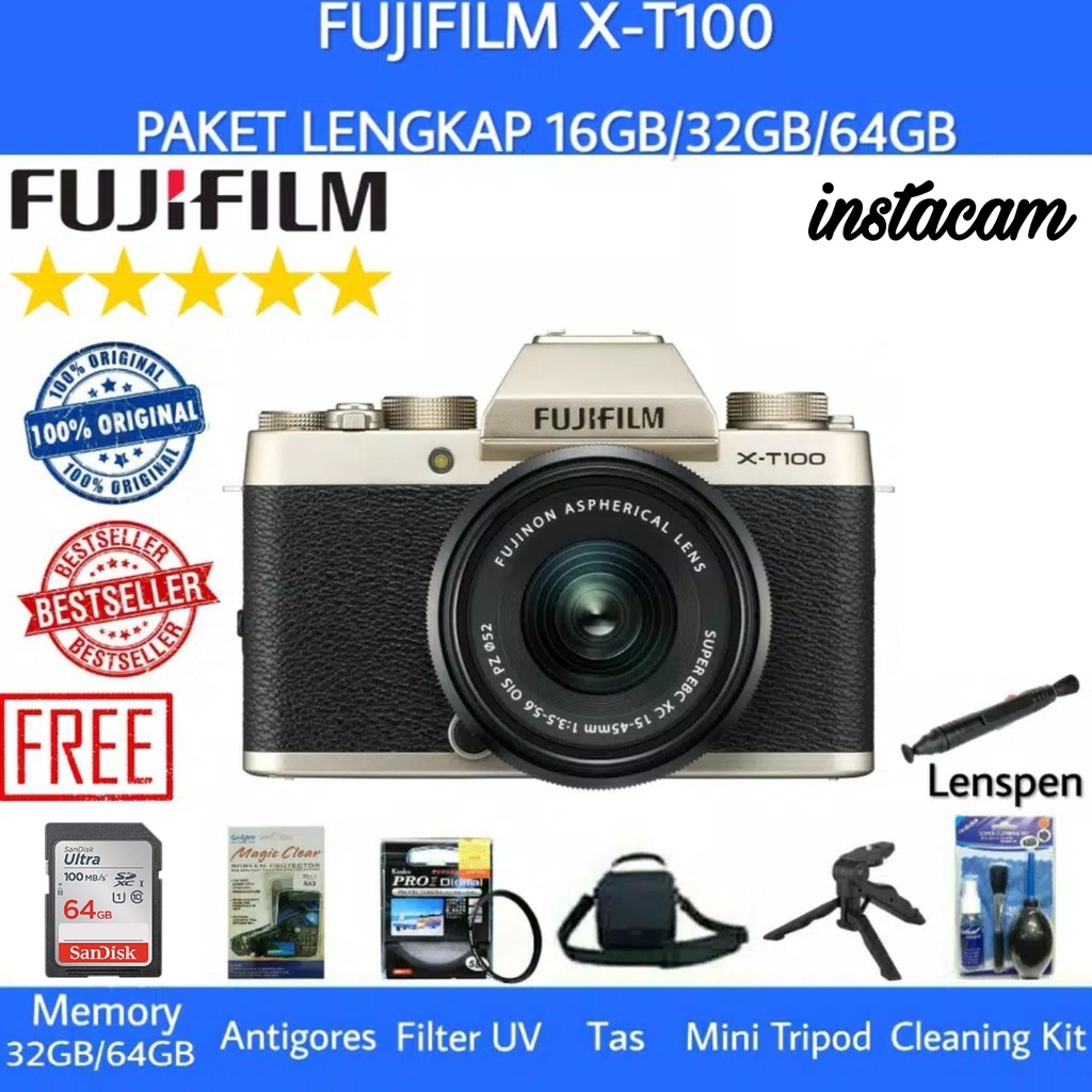 Jual FUJIFILM X-T100 / FUJIFILM XT100 KIT 15-45MM OIS PZ WIFI ORIGINAL ...