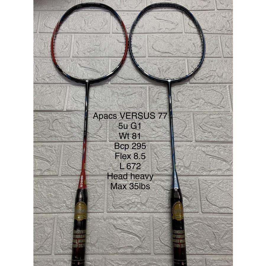 Jual Raket Badminton APACS VERSUS 77 grip 5UG1 HEAD HEAVY KUAT 35lbs ...