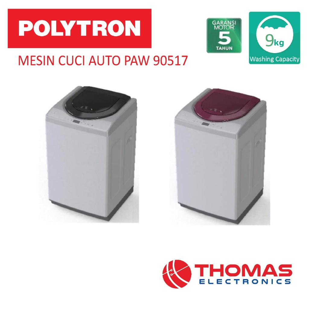 Jual MESIN CUCI POLYTRON PAW 90517 Top Loading 9 Kg AUTO Washing ...