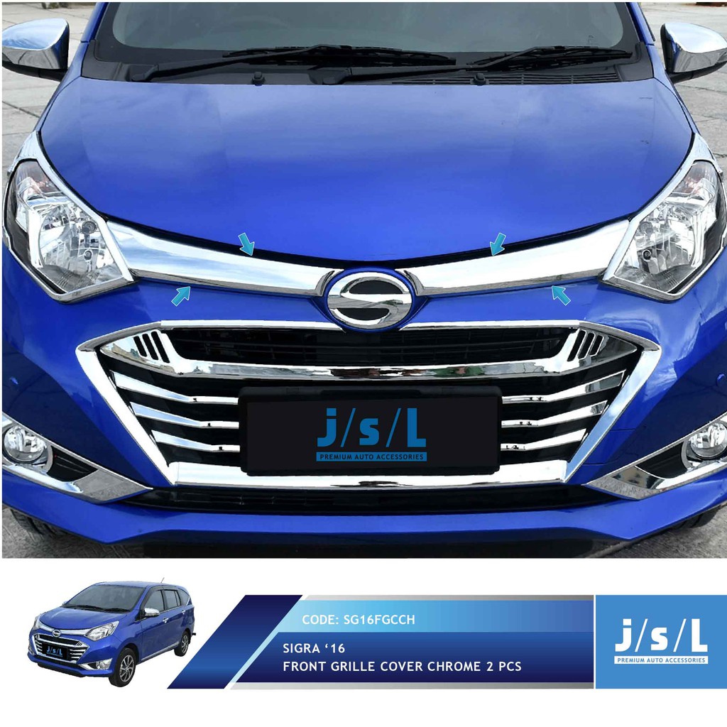 Jual JSL Cover Grill Depan Krom Sigra Front Grille Cover Chrome 2 Pcs ...