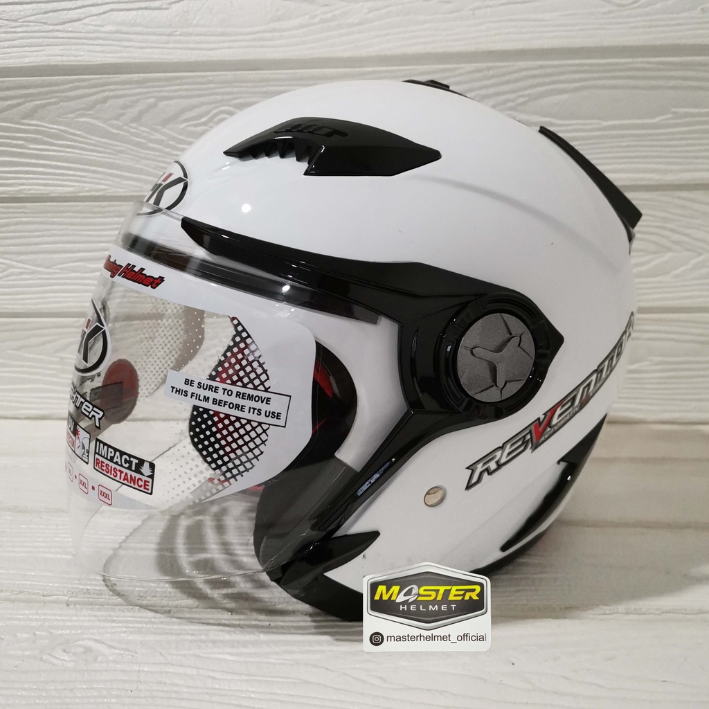 Jual HELM NHK REVENTOR NEW GLADIATOR SOLID WHITE DOUBLE VISOR | Shopee ...