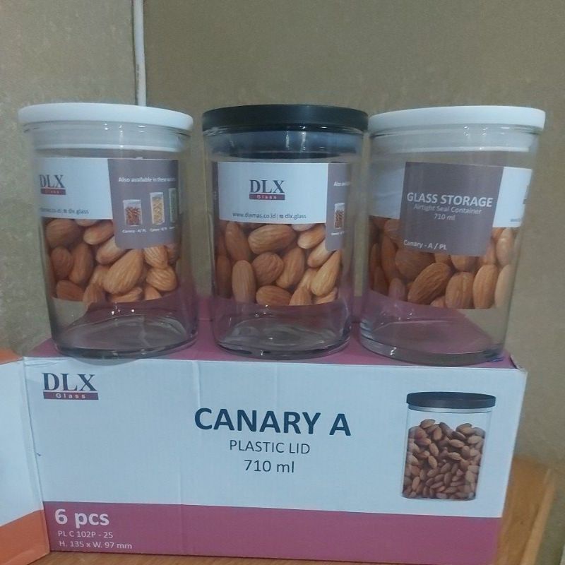 Jual Toples Kaca DLX 710ml Canary A Set isi 6 Pcs dengan pilihan Tutup Plastik & Stainless ...