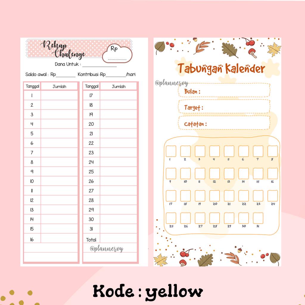 Jual TABUNGAN KALENDER LOOSE LEAF ISI BINDER | Shopee Indonesia
