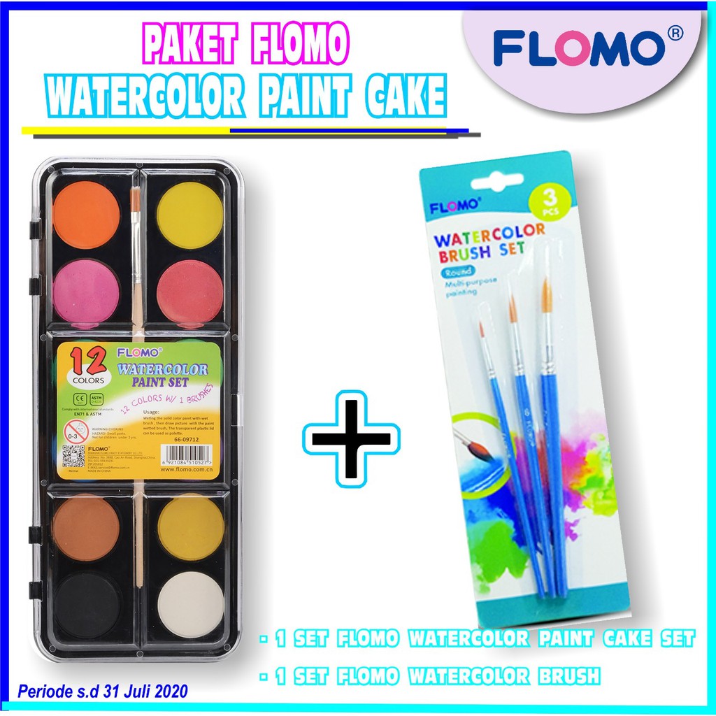 Jual Paket Flomo Watercolor Paint Cake + Flomo Watercolor Brush - Paket ...