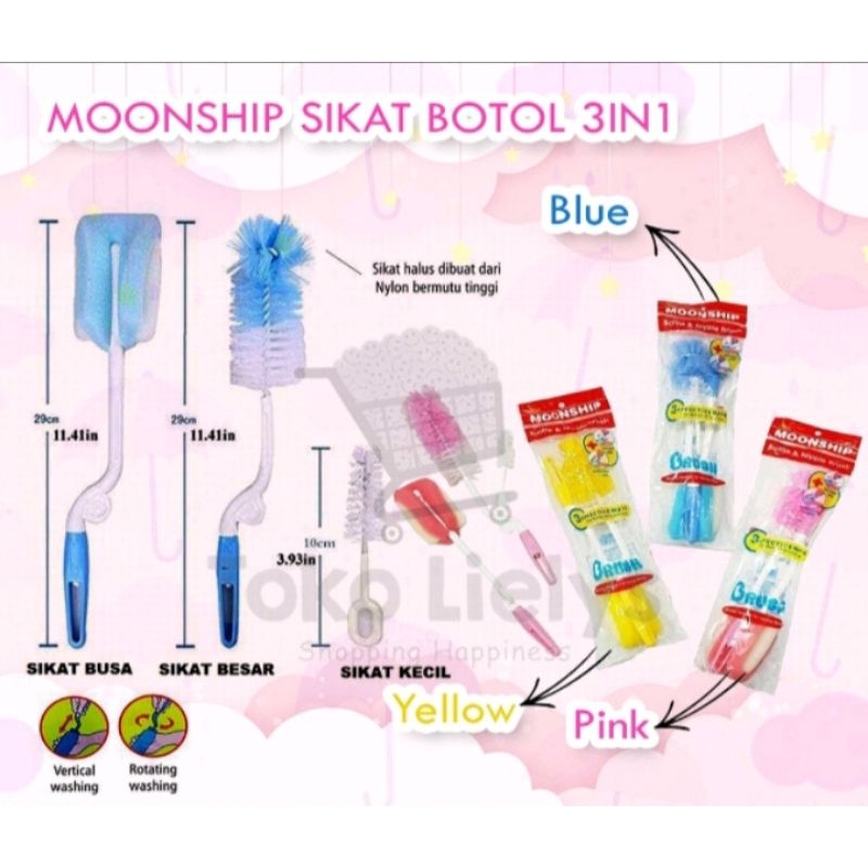 Jual Sikat Botol Dot & Nipple Moonship 3 in 1 BESAR | Shopee Indonesia