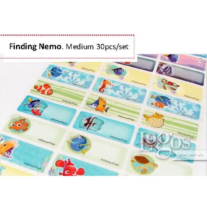 Jual HNVHH835 Finding Nemo MEDIUM Name Label Stiker Disney clown fish ...