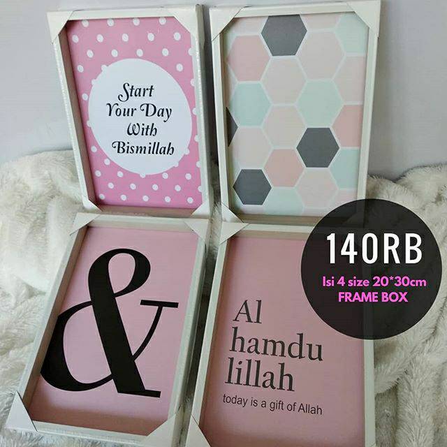 Jual Paket walldecor frame box isi 4 shabbychic islami, poster dinding ...