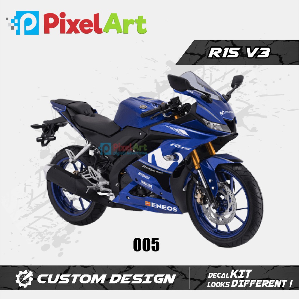 Jual STICKER DECAL MOTOR YAMAHA R15 V3 STIKER WARNA BIRU FULL BODY ...