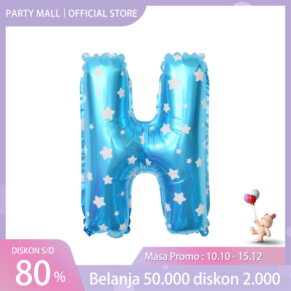 Jual Balon Foil Huruf Biru 16 Inch 40cm Abjad Alphabet A-Z Balon Foil ...