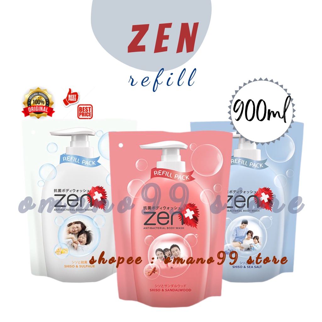 Jual Zen Antibacterial Body Wash Refill 400 ML All Varian | Shopee Indonesia