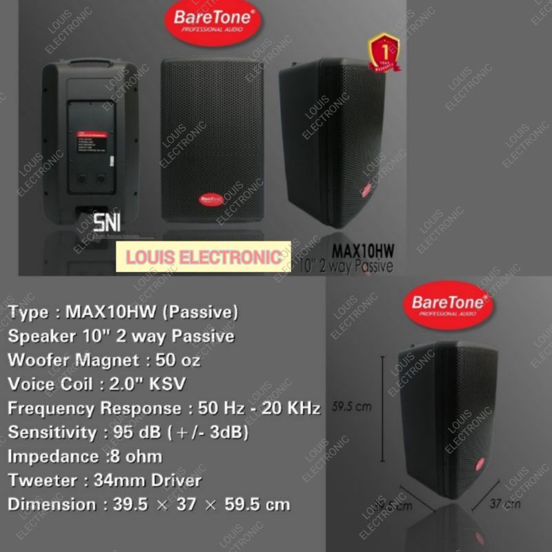 Jual Speaker Pasif BareTone MAX 10HW MAX10HW 10 Inch ORIGINAL ( Sepasang / 2 Pcs ) | Shopee ...