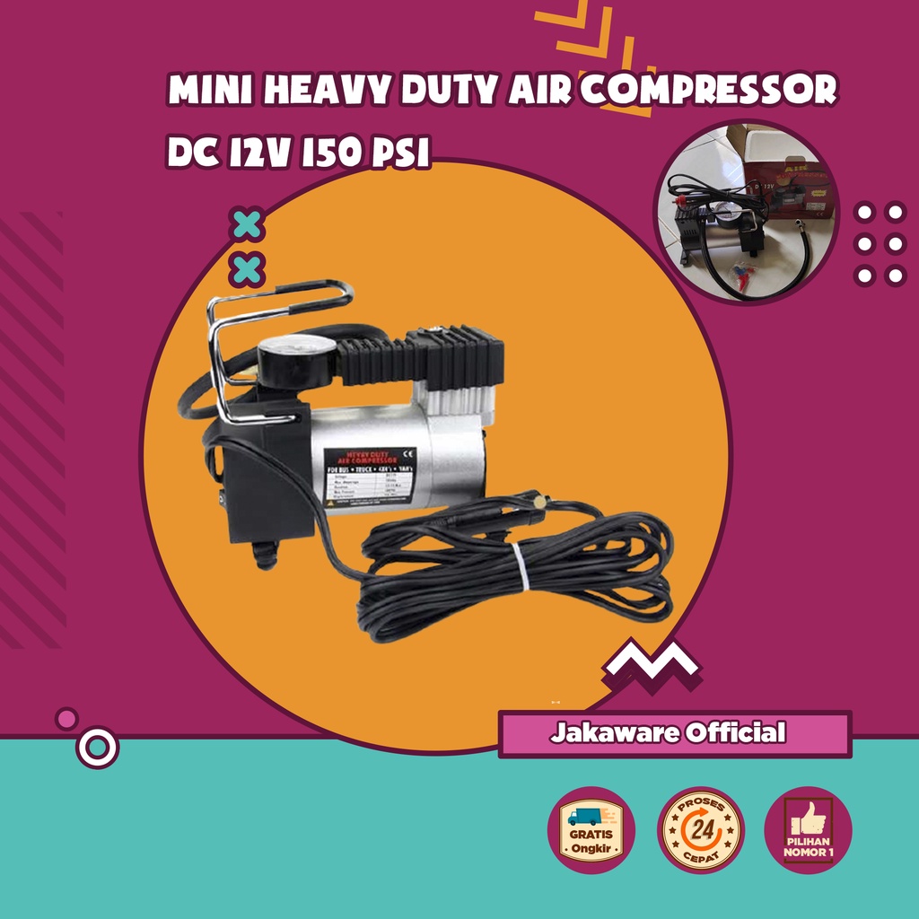 Jual MINI HEAVY DUTY AIR COMPRESSOR DC 12V 150 PSI POMPA ANGIN BAN ...