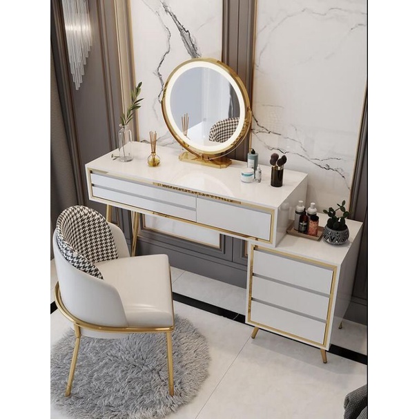 Jual MEJA RIAS MINIMALIS CERMIN LED TOUCHSCREEN KAKI BESI MODERN ...