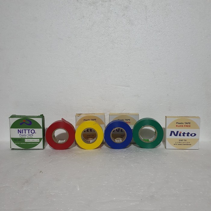 Jual NITTO Isolasi Lakban Selotip Kabel Listrik PVC 10 Warna 3/4 inch x ...
