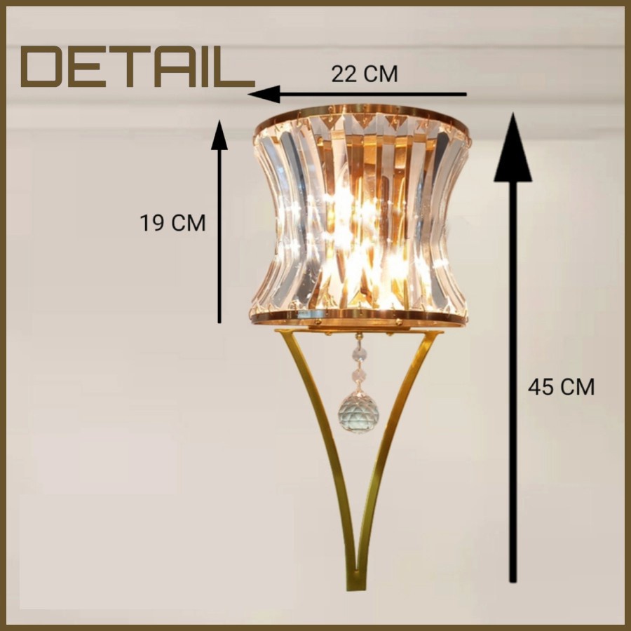 Jual Lampu hias dinding MODERN ELEGANT CRYSTAL TORCH BESI WARNA GOLD ...