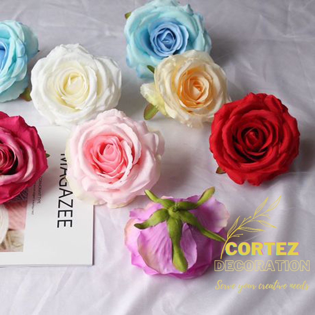 Jual Kepala Kuntum Bunga kelopak Mawar bunga Artificial Rose Jumbo non ...