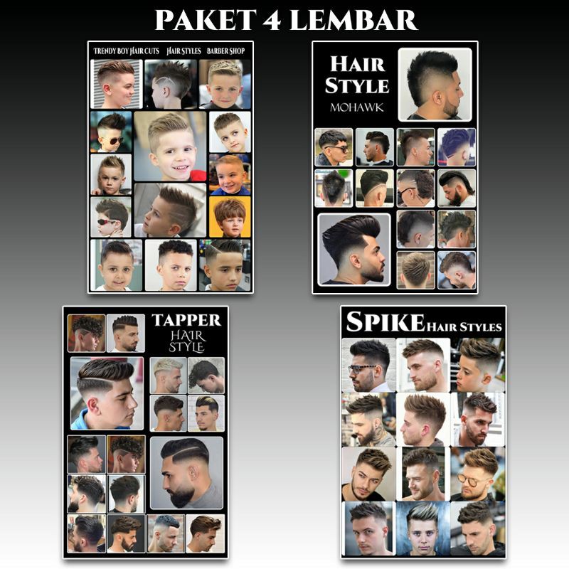 Jual POSTER MODEL RAMBUT PRIA TERLARIS Poster barbershop salon dan ...