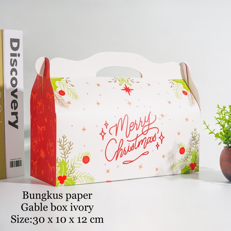 Jual Bungkus paper- Gable box natal : 30 x 10 x 12 cm / box gift natal ...
