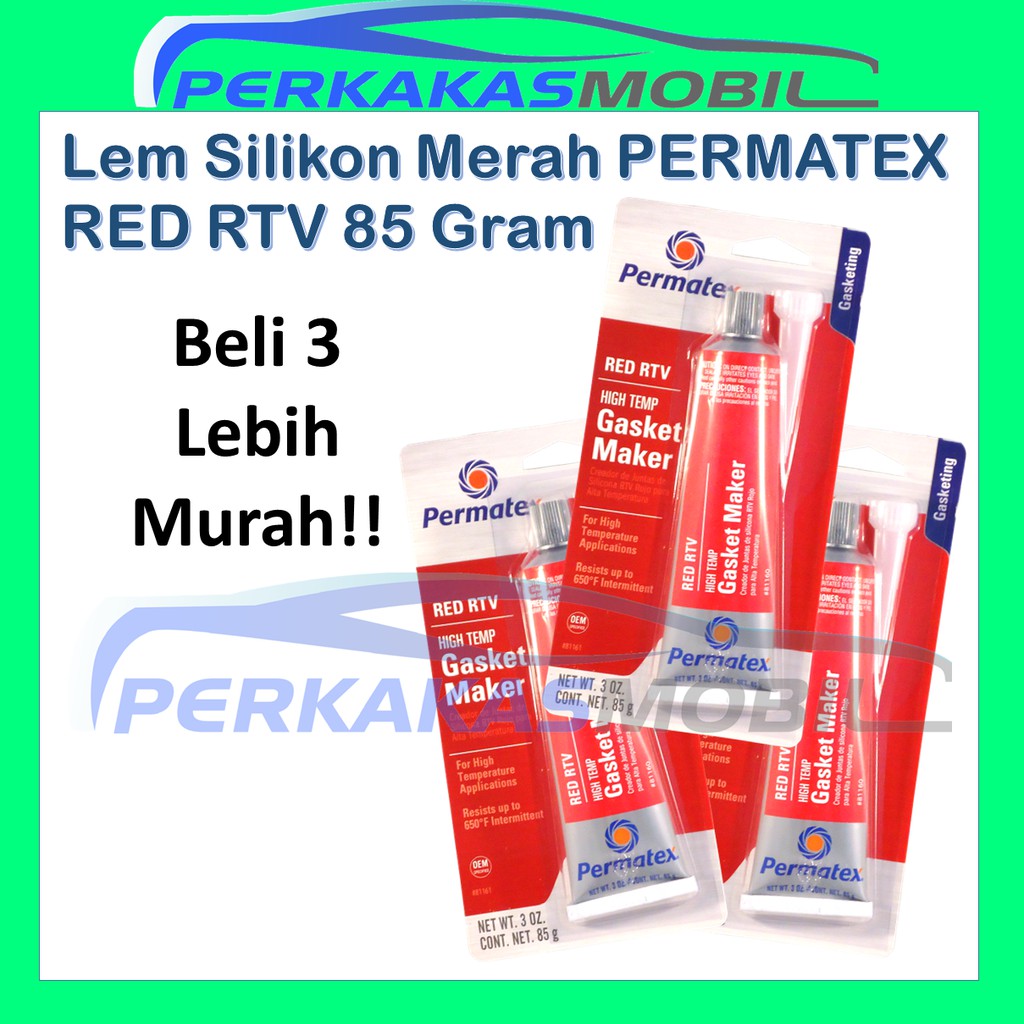 Jual 3pcs PERMATEX Lem Red RTV Silikon Silicone Merah Mesin Tahan Panas ...