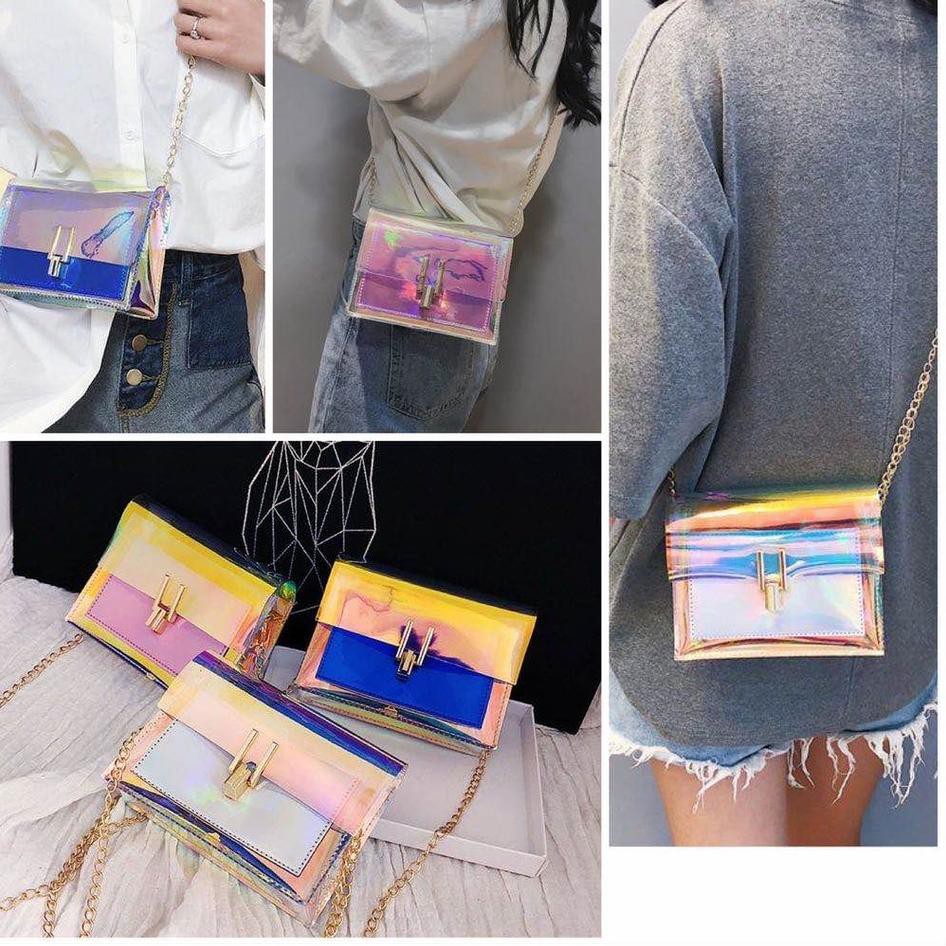 Jual Model Terkini CT7 Crystal Bag Transparan Rainbow/Tas Transparan ...