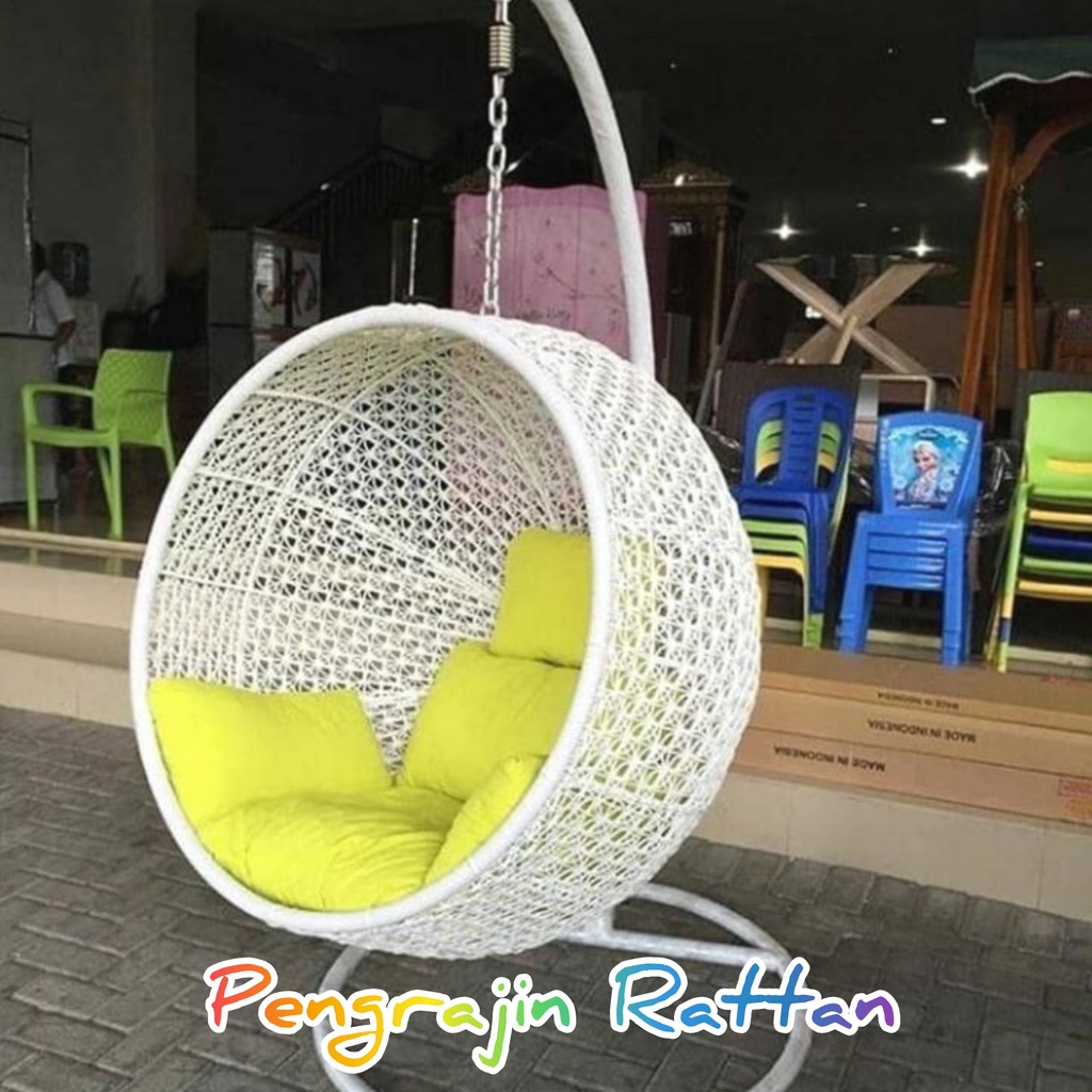 Jual Ayunan Bulat Kursi Rotan Gantung Goyang Anyaman Rotan Sintetis