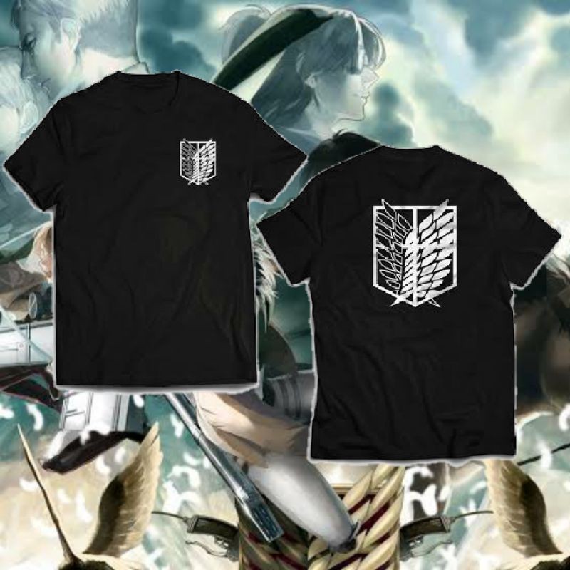 Jual kaos baju tshirt anime attack on titan logo survey corps jiyuu no ...