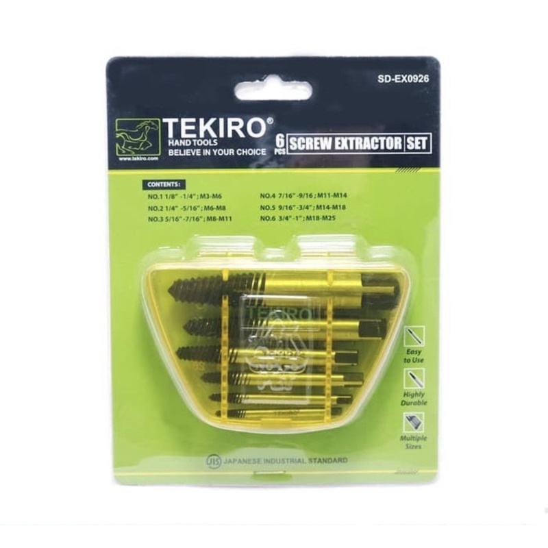 Jual TAP BALIK TEKIRO SET 6 PCS / SCREW EXTRACTOR SET TEKIRO / PENCABUT ...