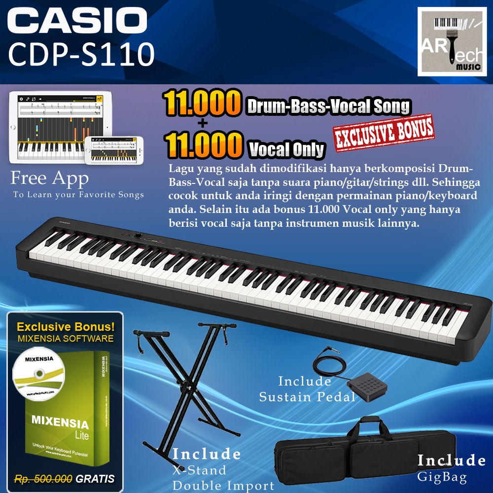 Jual Digital Piano Casio CDP S110 / CDPS 110 / CDPS110 Garansi Resmi ...