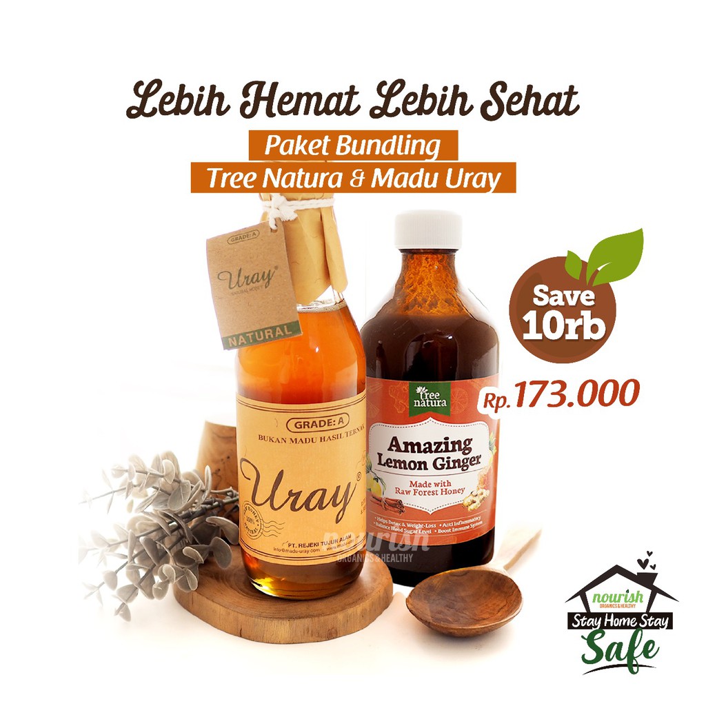 Jual Paket Madu Uray + Tree Natura, Amazing Lemon Ginger 320 ml-Jkut ...