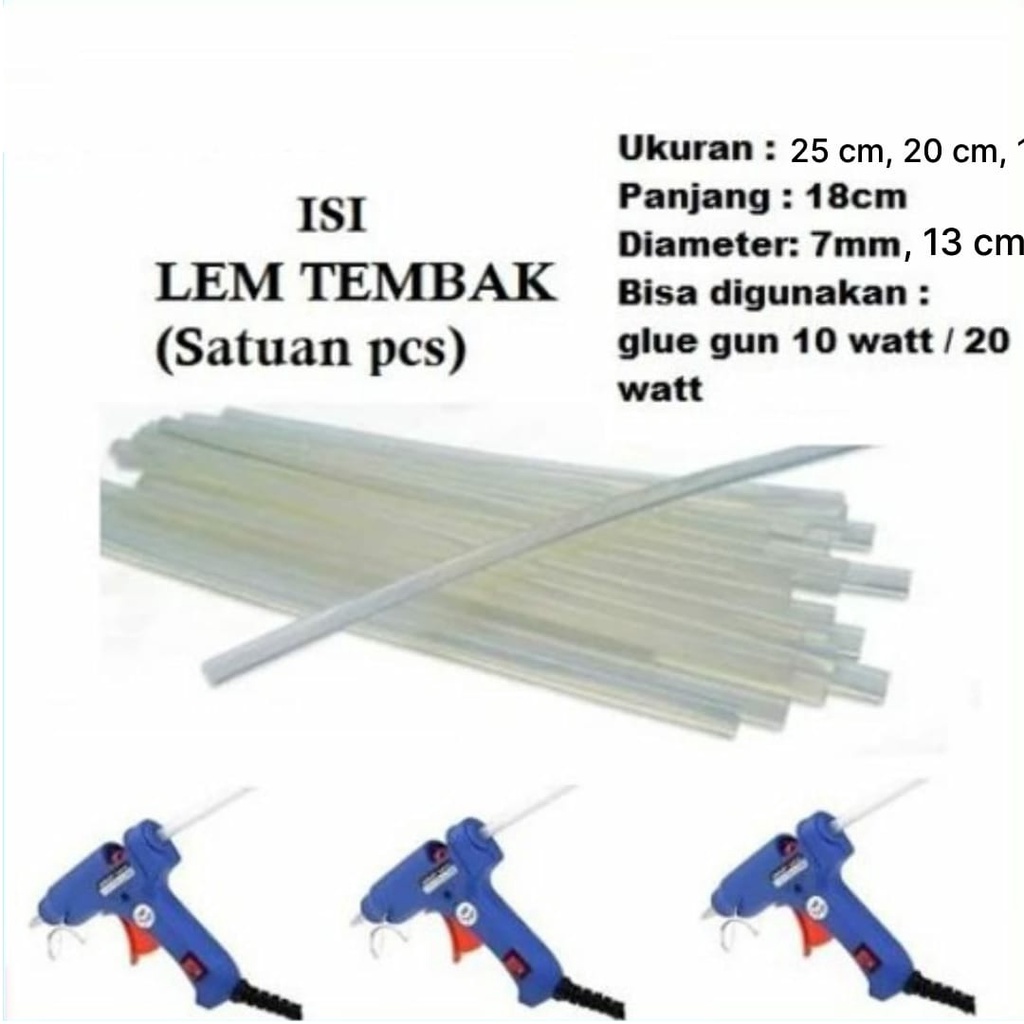 Jual 4 tipe ukuran Isi Refill Lem Tembak Glue Gun 18 Cm /13 cm / 20 cm ...