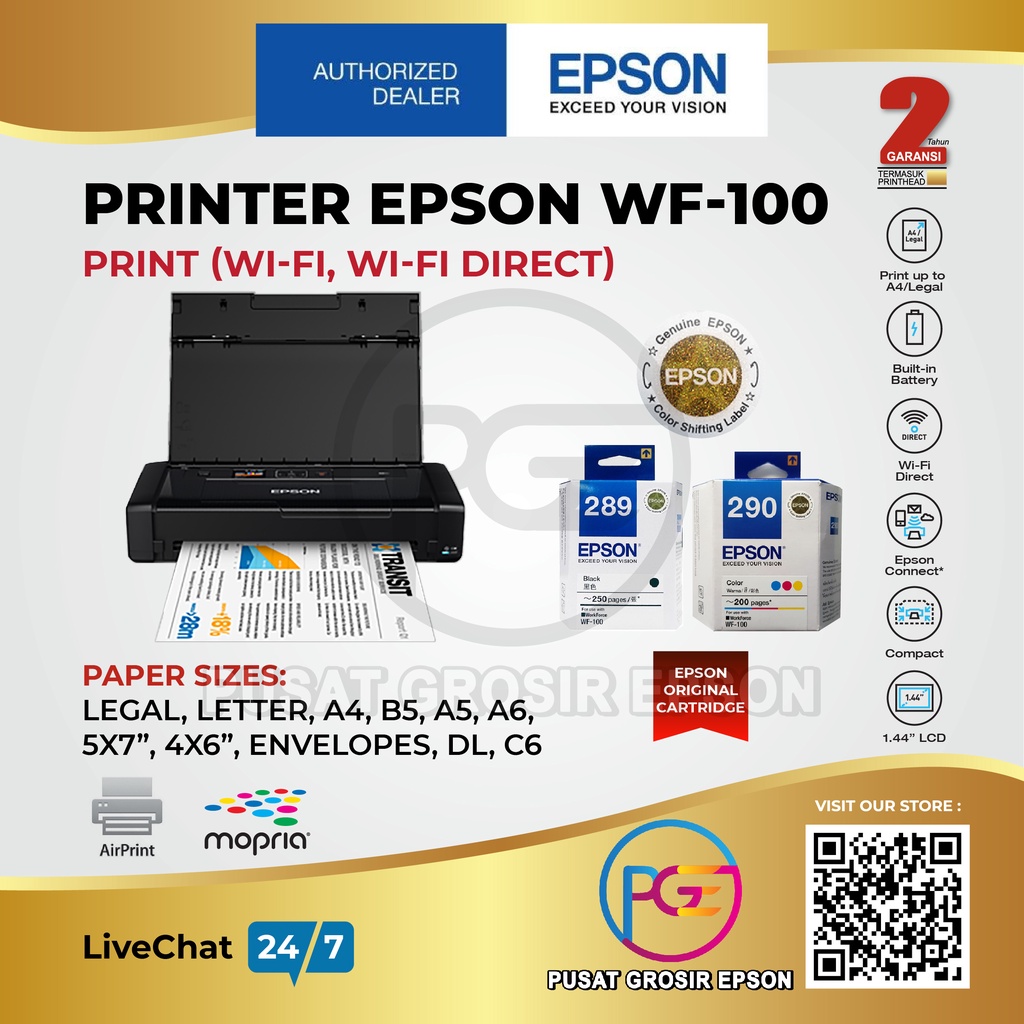 Jual Epson WorkForce WF-100 WF100 WF 100 Portable | Mobile Printer ...