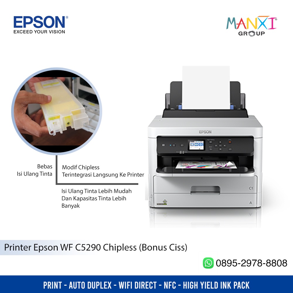 Jual Printer Epson WF C5290 Plus CISS tinta Manxi Dye dan Software ...