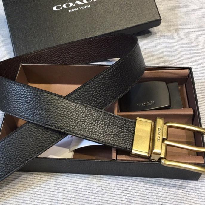 Jual Coach Men's Belt Full Leather Business Gift Box Full Packaged ...