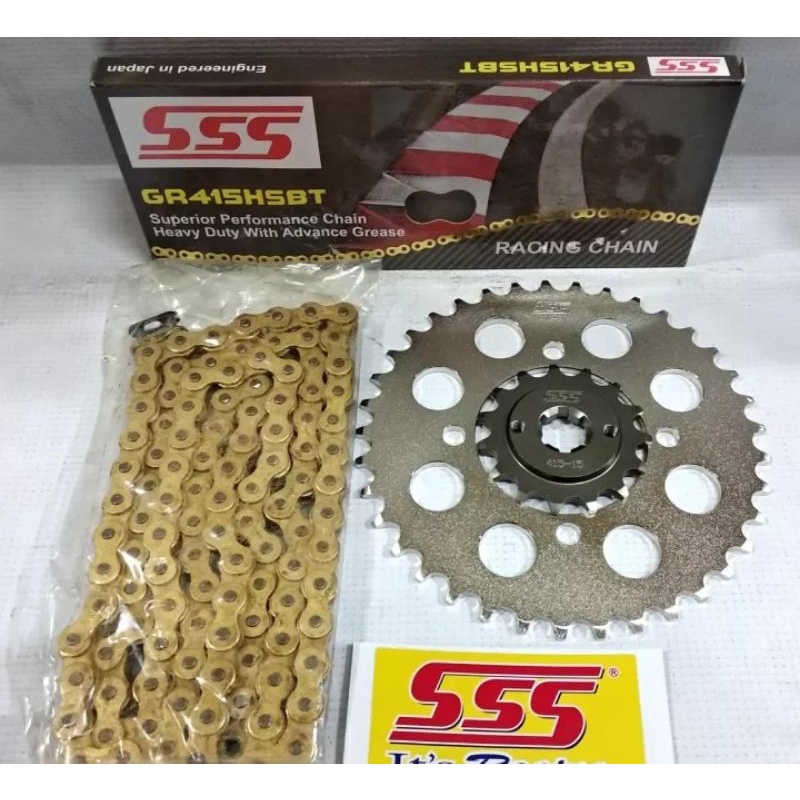 Jual SSS Gir Gear ger Set SSS Ori rantai 415 HSBT termurah untuk segala type motor | Shopee ...