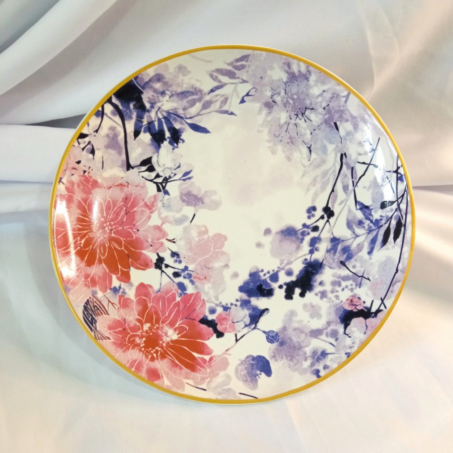 Jual Piring Makan Keramik Bunga Ungu Kalem | Shopee Indonesia