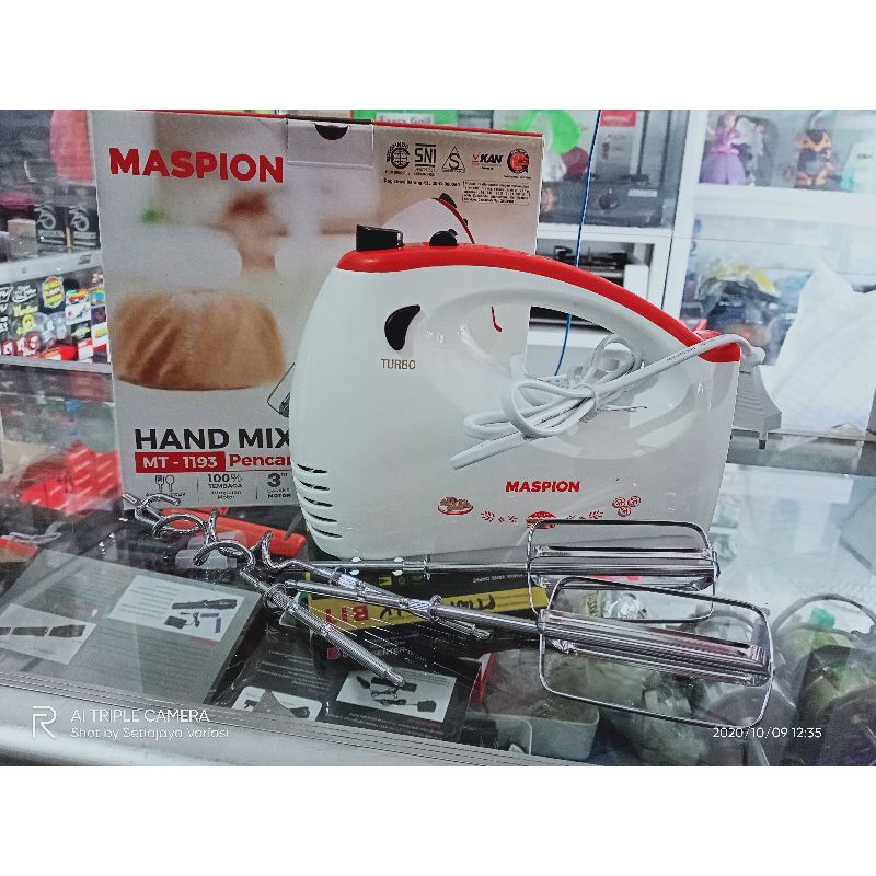 Jual HAND MIXER / PENCAMPUR MASPION MT-1193 DENGAN KECEPATAN TURBO ...