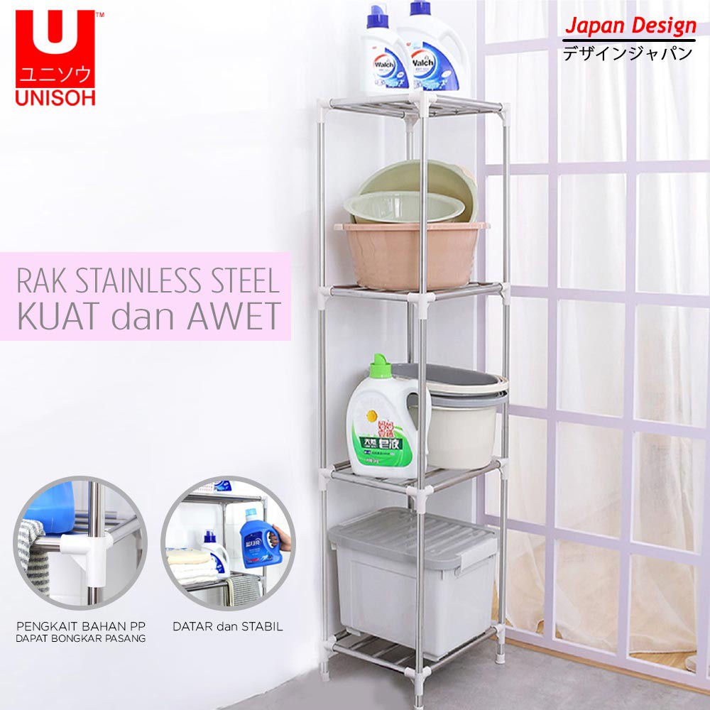 Jual UNISOH Rak Susun Stainless Steel 3 Susun Serbaguna | Shopee Indonesia