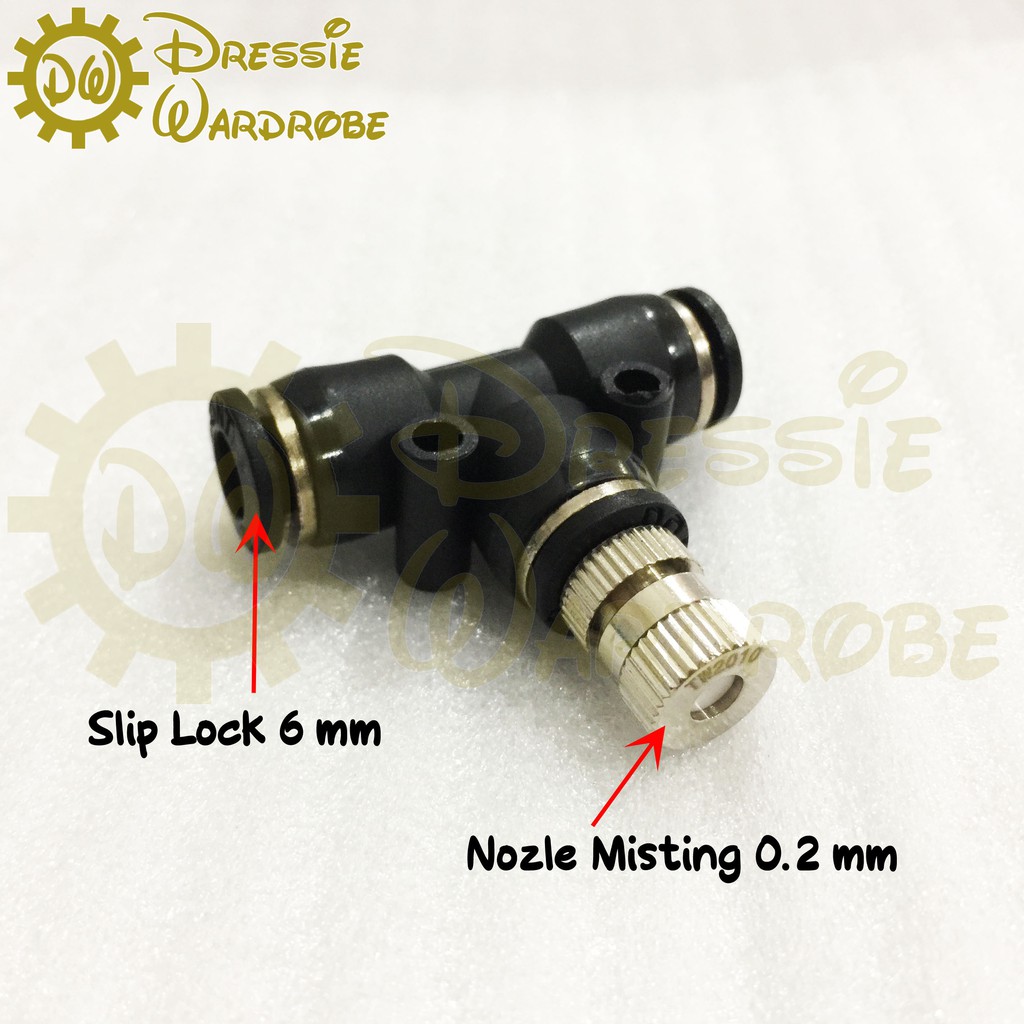 Jual Konektor Misting Kabut Walet Tee Slip Lock 6 mm Nozzle 0.2 mm ...