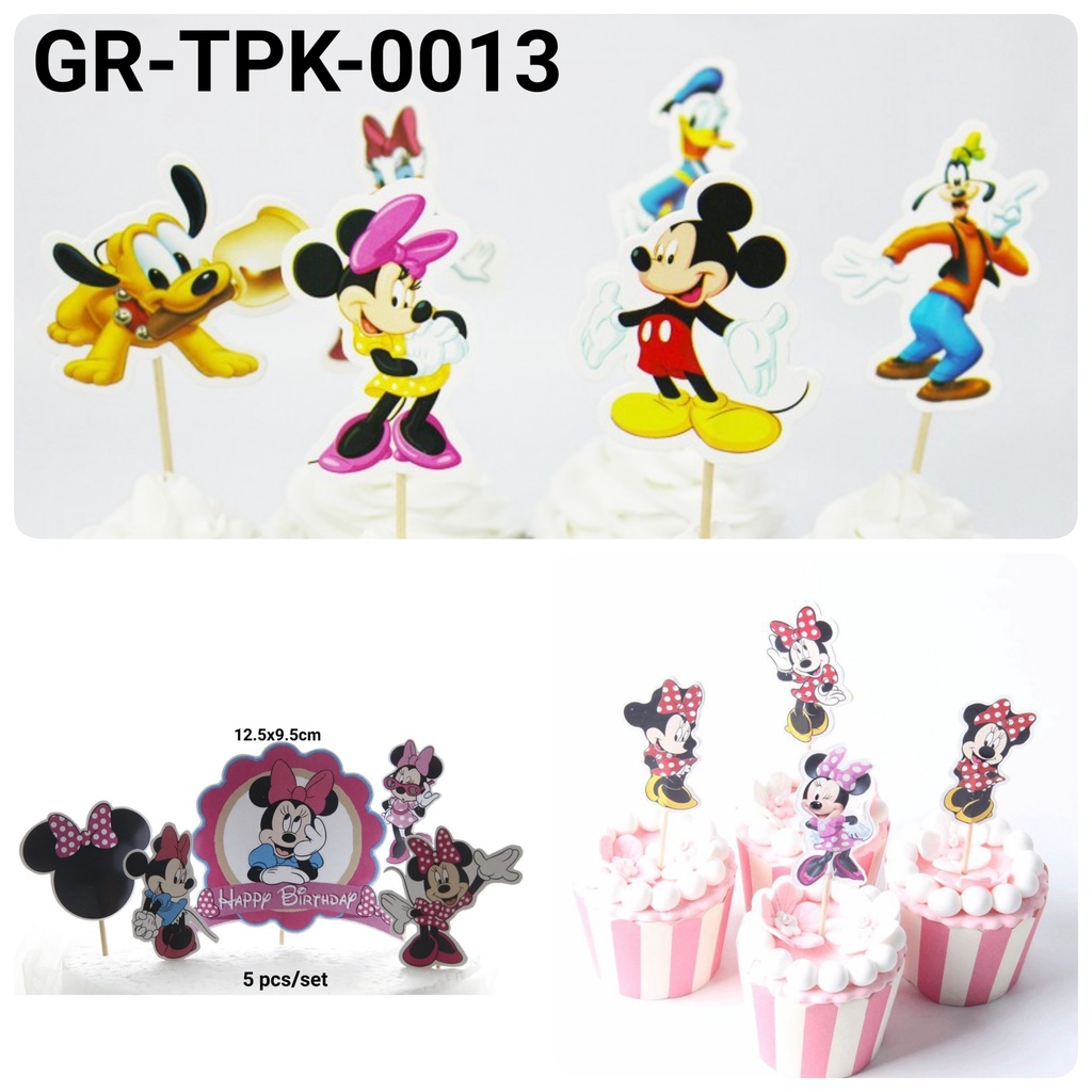Jual TPK-0013 Cake topper kertas tusuk hiasan kue minnie mouse | Shopee Indonesia