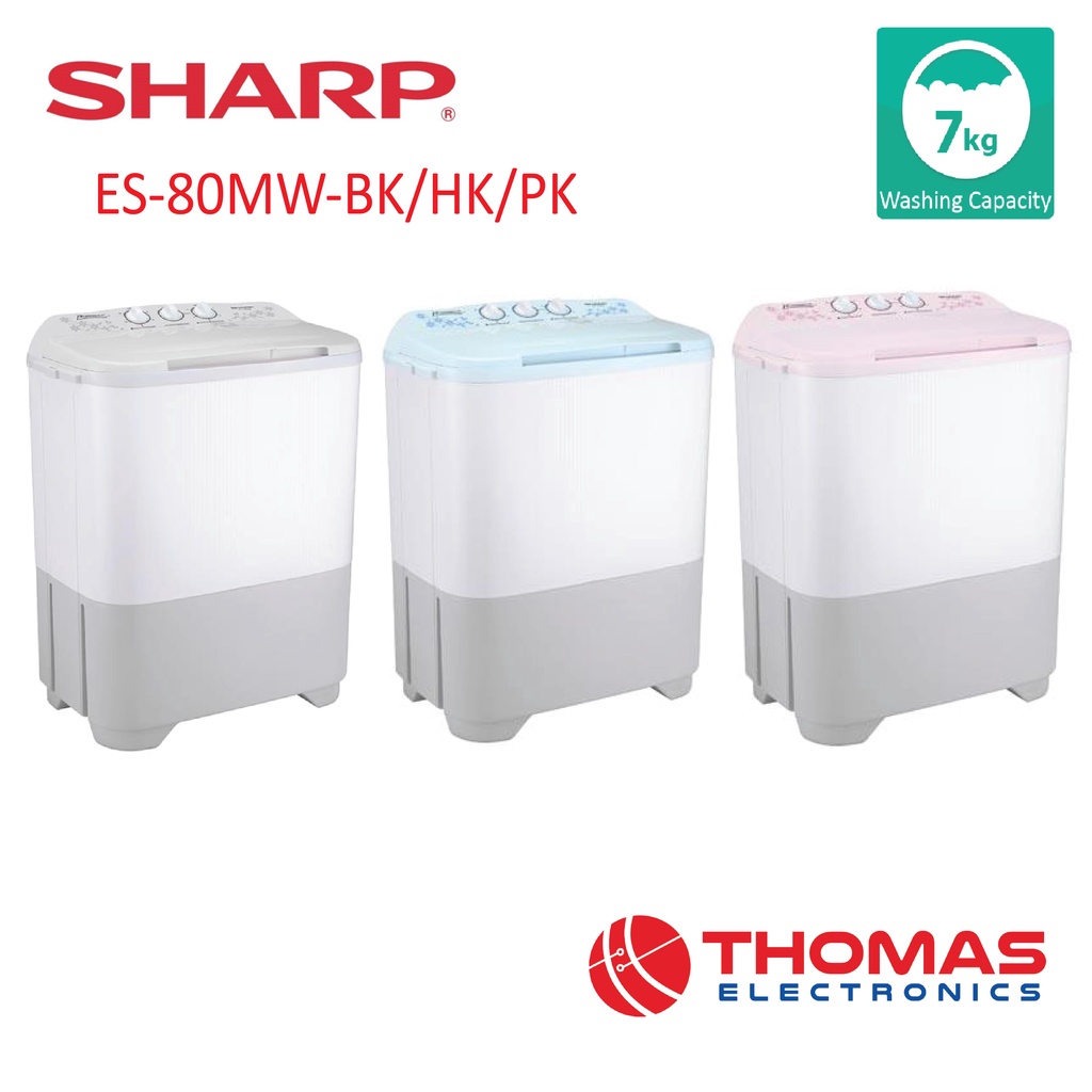 Jual MESIN CUCI DUA TABUNG SHARP ES 80MW BK / HK / PK Kapasitas 7 Kg garansi Resmi | Shopee ...