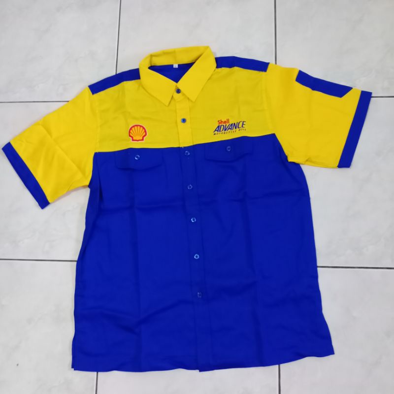 Jual kemeja baju mekanik Crew otomotif Oli Shell Advance size L ...
