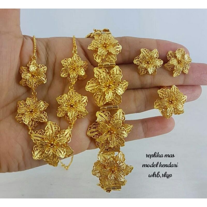 Jual set replika bunga kendari 5 bahan vier tahan karat | Shopee Indonesia