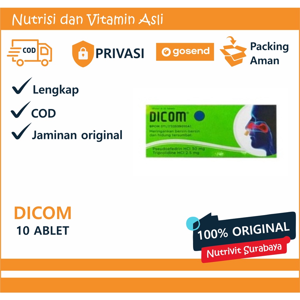 Jual DICOM 10 TABLET | REDAKAN HIDUNG TERSUMBAT DAN BERSIN BERSIN ...