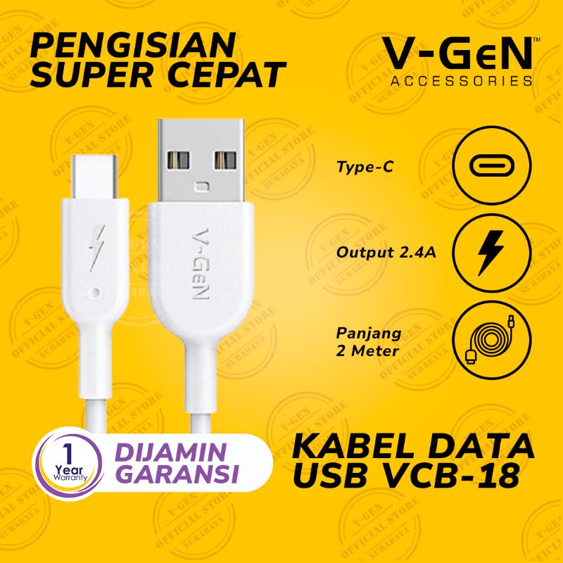 Jual Kabel Data V-GeN VCB-18 Type C 2M | Shopee Indonesia