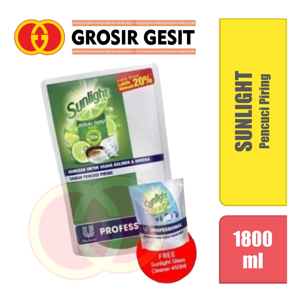 Jual Sunlight 1,8Liter Free Sunlight Glass Cleaner 450ml | Shopee Indonesia