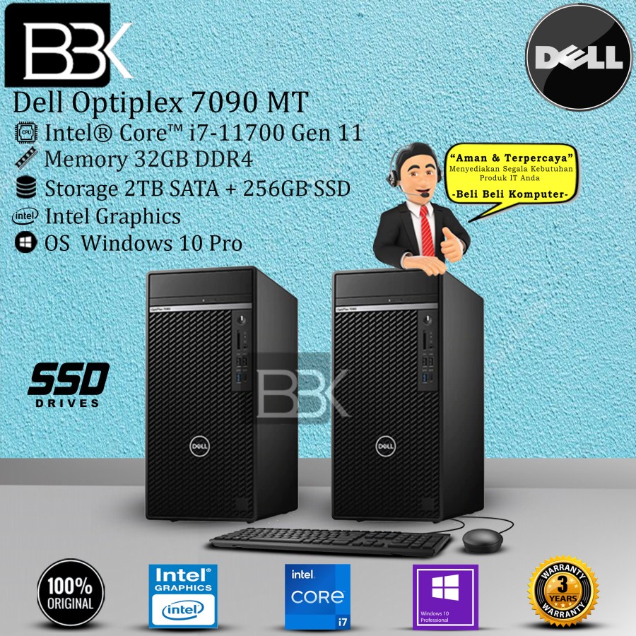 Jual CPU DELL Optiplex 7090 MT i7-11700 32GB 2TB+256GB W10PRO 3YR ...