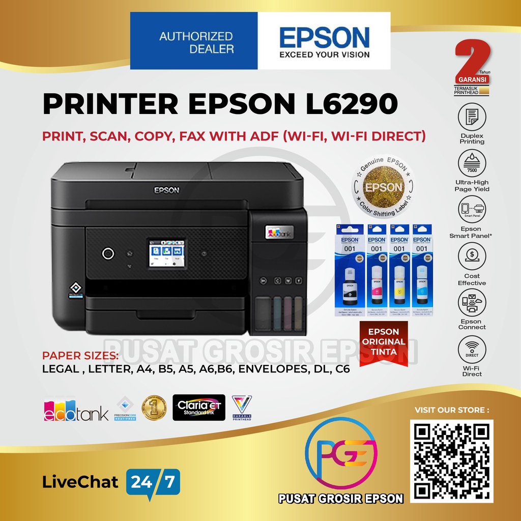 Jual PRINTER EPSON L6290 L-6290 L 6290 PRINT SCAN COPY FAX WITH ADF ...