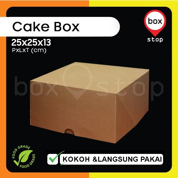 Jual Box Kue - Cake Box - Kotak Kue - Dus Kue - KRAFT COKLAT -25x25x13 ...