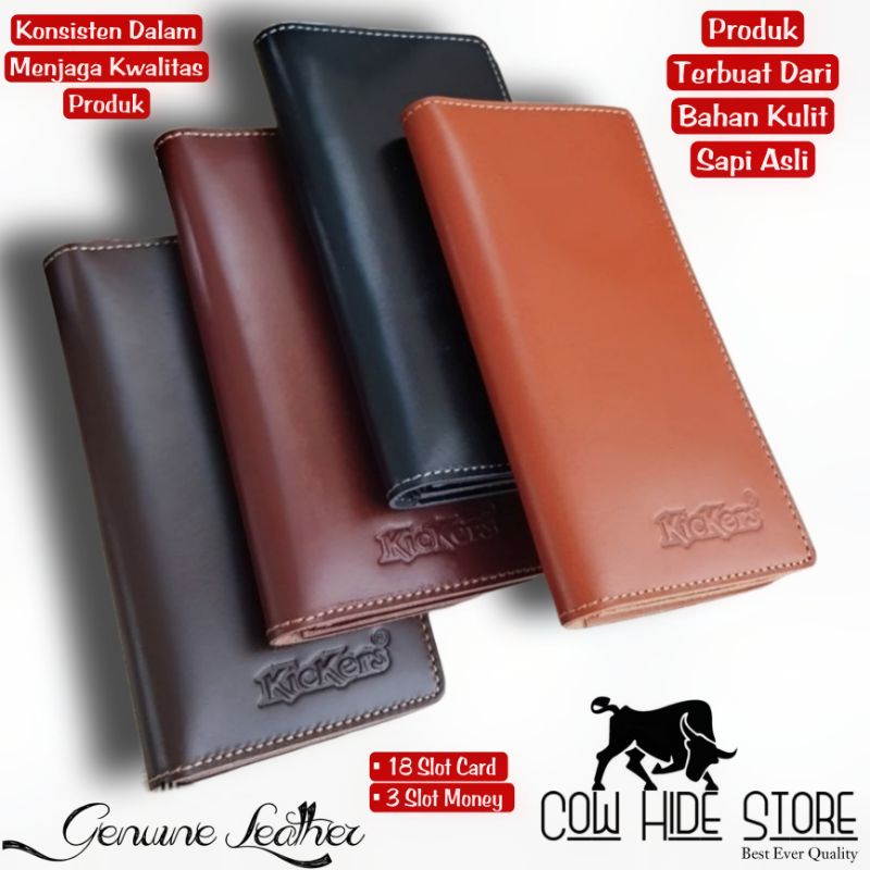 Jual Dompet Kulit Asli Pria dan Wanita Model Panjang Emboss Kickers ...